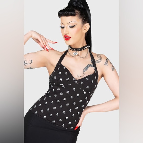 Killstar | Tops | Killstar Flipped Skull Halter Top | Poshmark